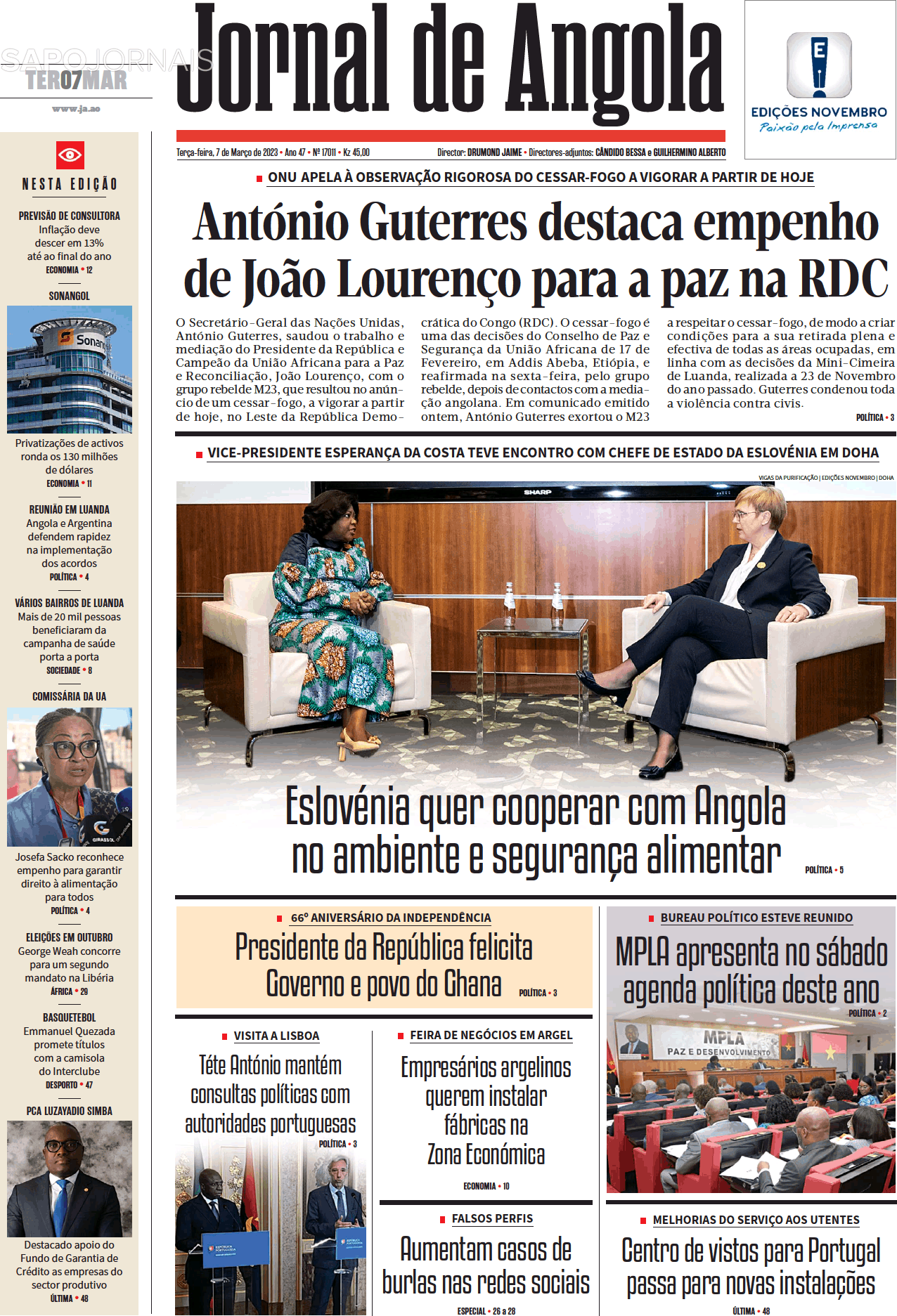 Jornal de Angola (7 mar 2023) - Jornais e Revistas - SAPO.pt - Última ...