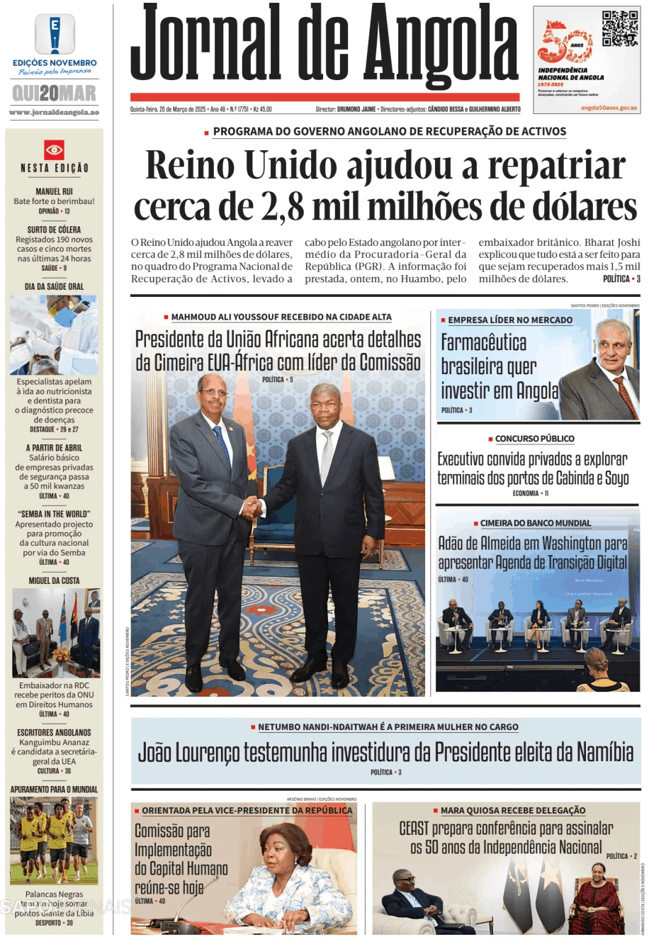 Jornal de Angola (20 mar 2025) - Jornais e Revistas - SAPO.pt - Última ...