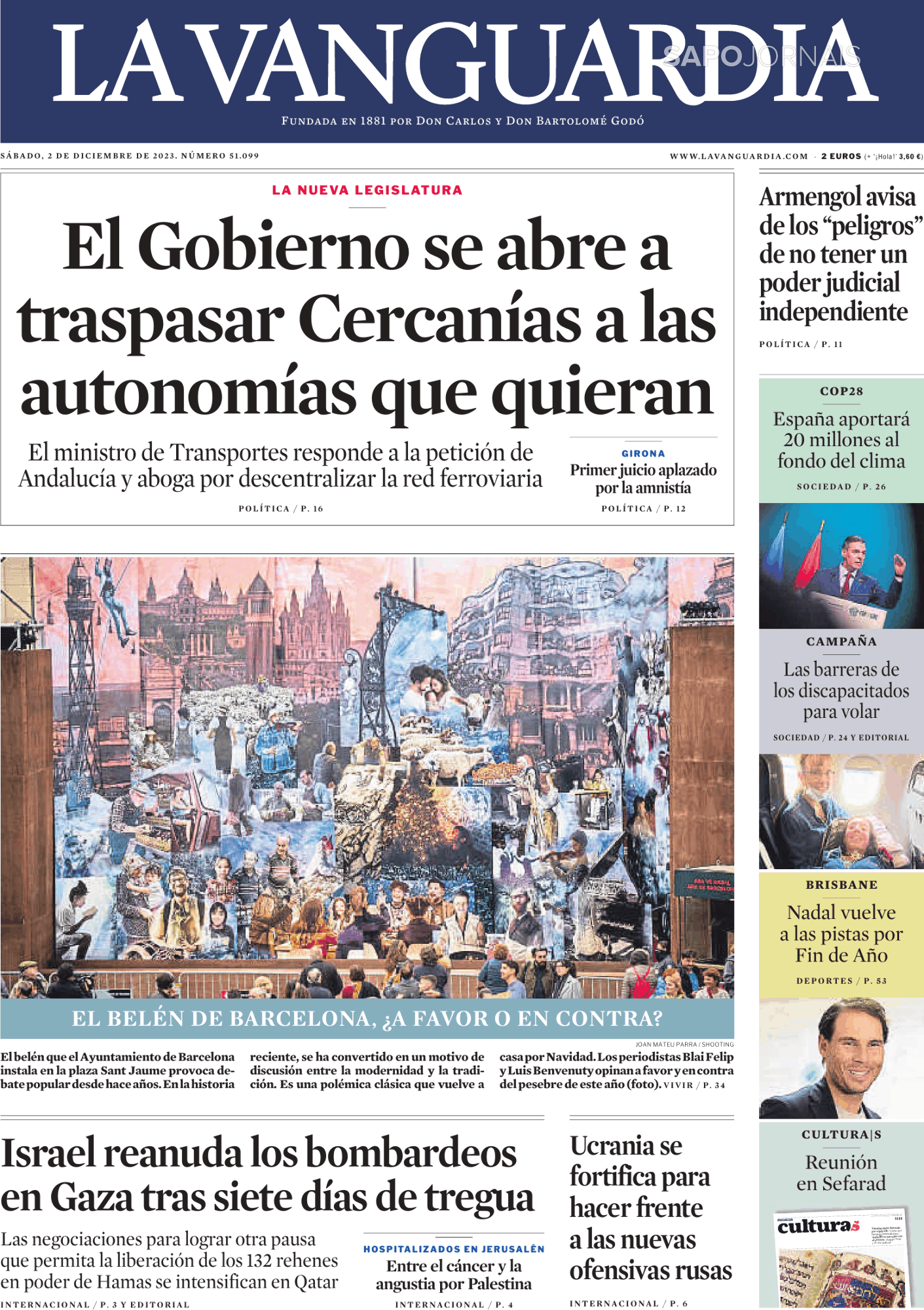 La Vanguardia (2 dez 2023) - Jornais e Revistas - SAPO.pt - Última hora ...