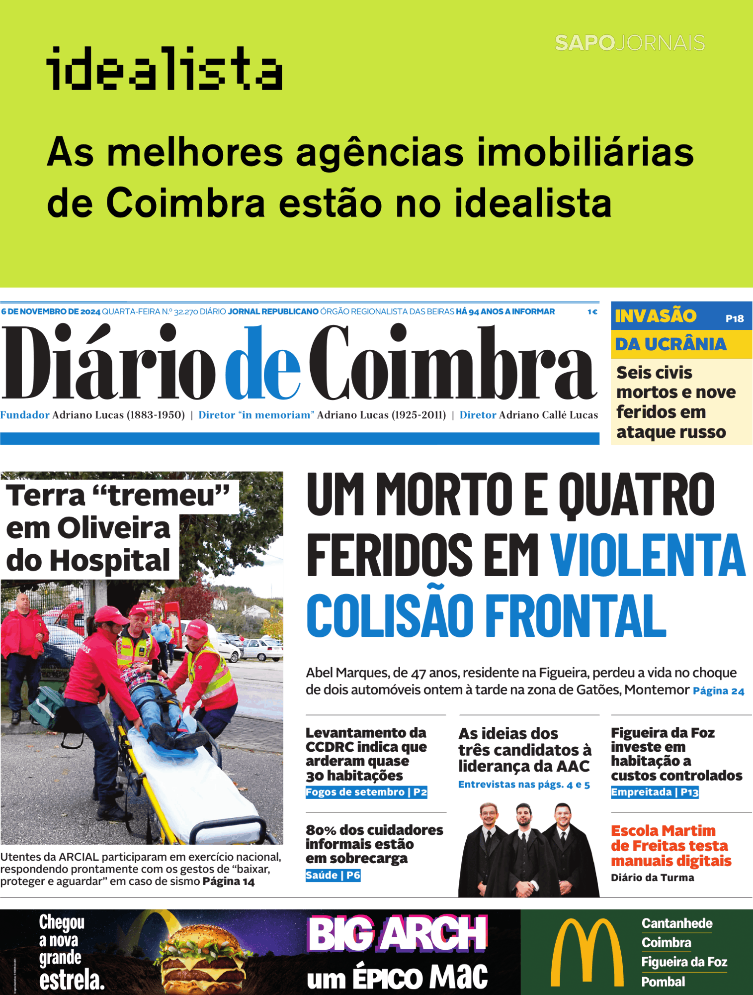 Diário de Coimbra (6 nov 2024) - Jornais e Revistas - SAPO.pt - Última hora e notícias de hoje ...