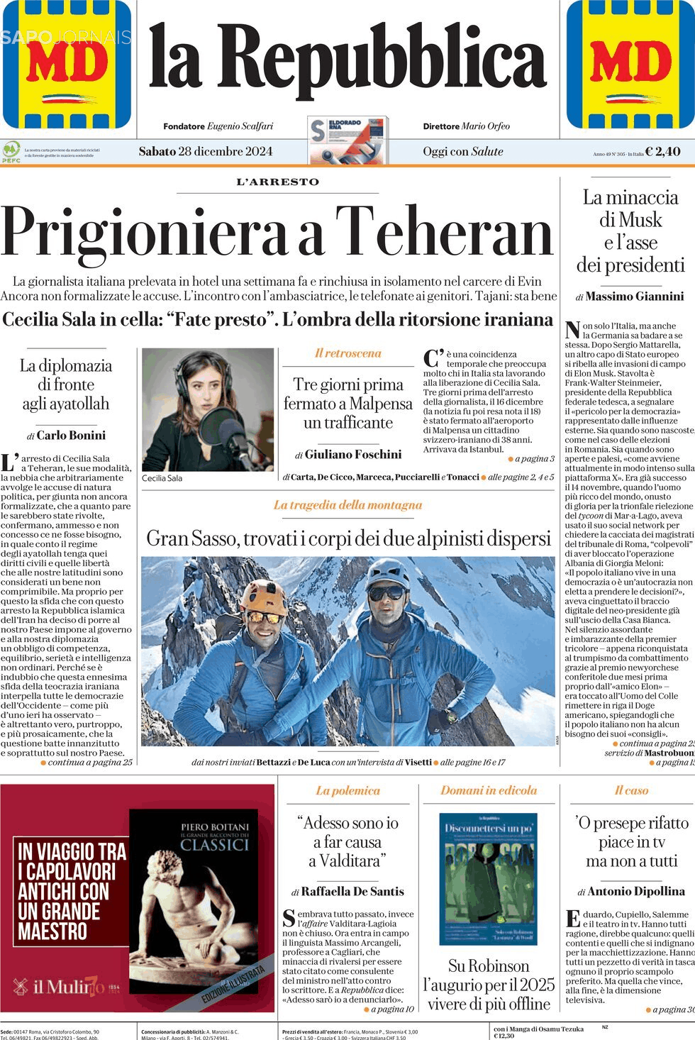 La Repubblica (28 dez 2024) - Jornais e Revistas - SAPO.pt - Última ...