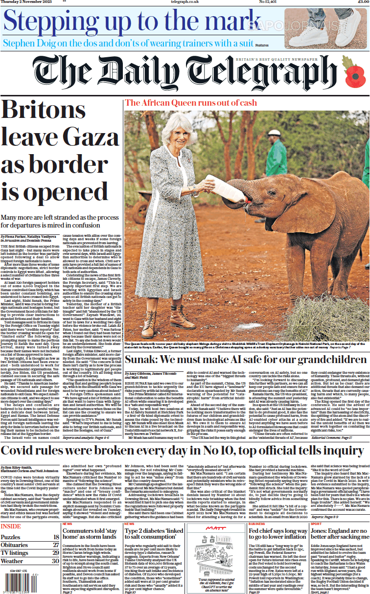 The Daily Telegraph (2 nov 2023) - Jornais e Revistas - SAPO.pt ...