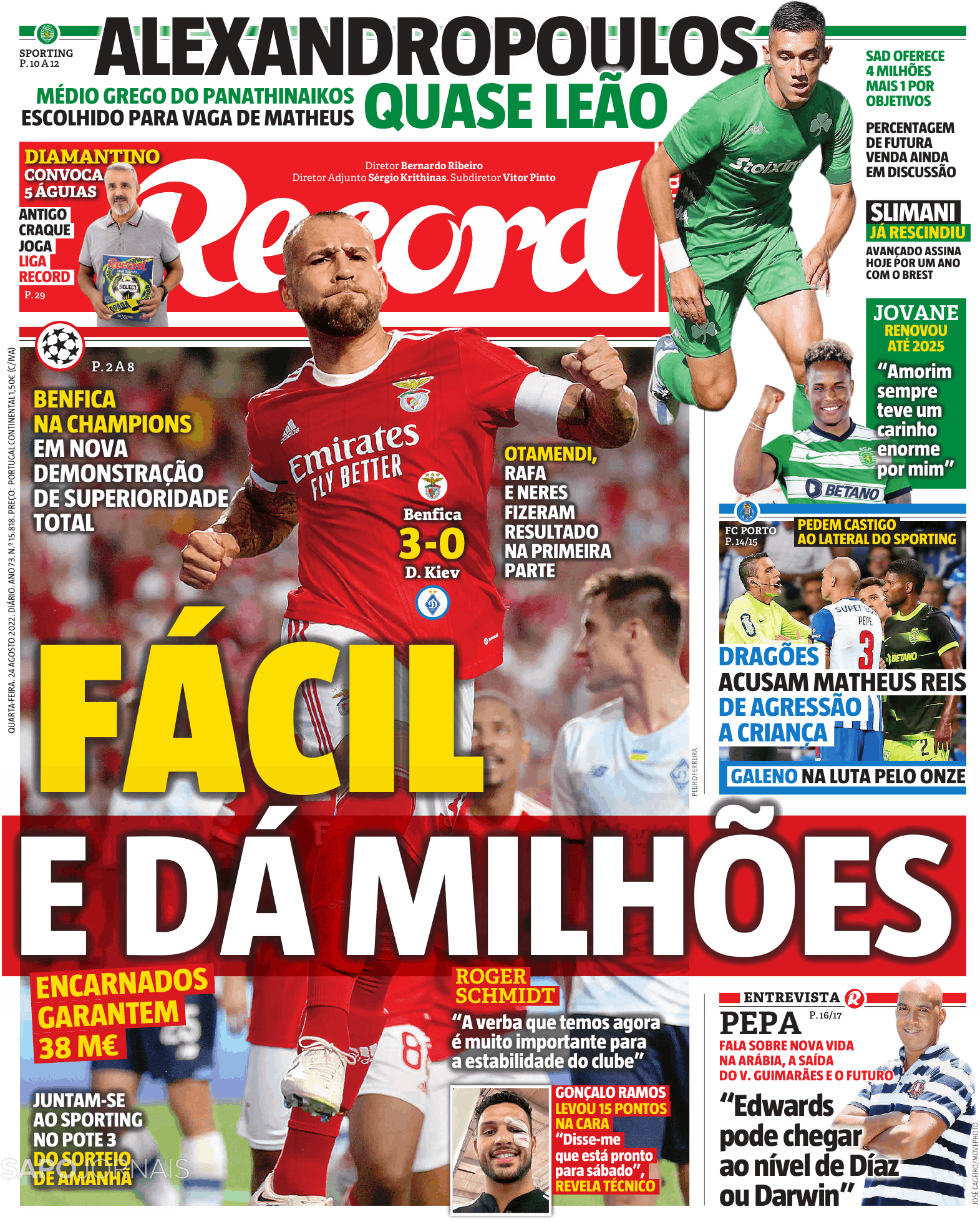 Record (24 ago 2022) - Jornais e Revistas - SAPO.pt - Última hora e ...