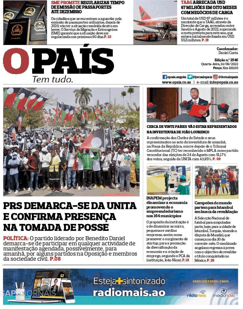 O País (14 set 2022) - Jornais e Revistas - SAPO.pt - Última hora e ...