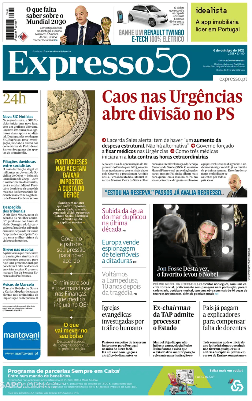Expresso (6 out 2023) - Jornais e Revistas - SAPO.pt - Última hora e ...