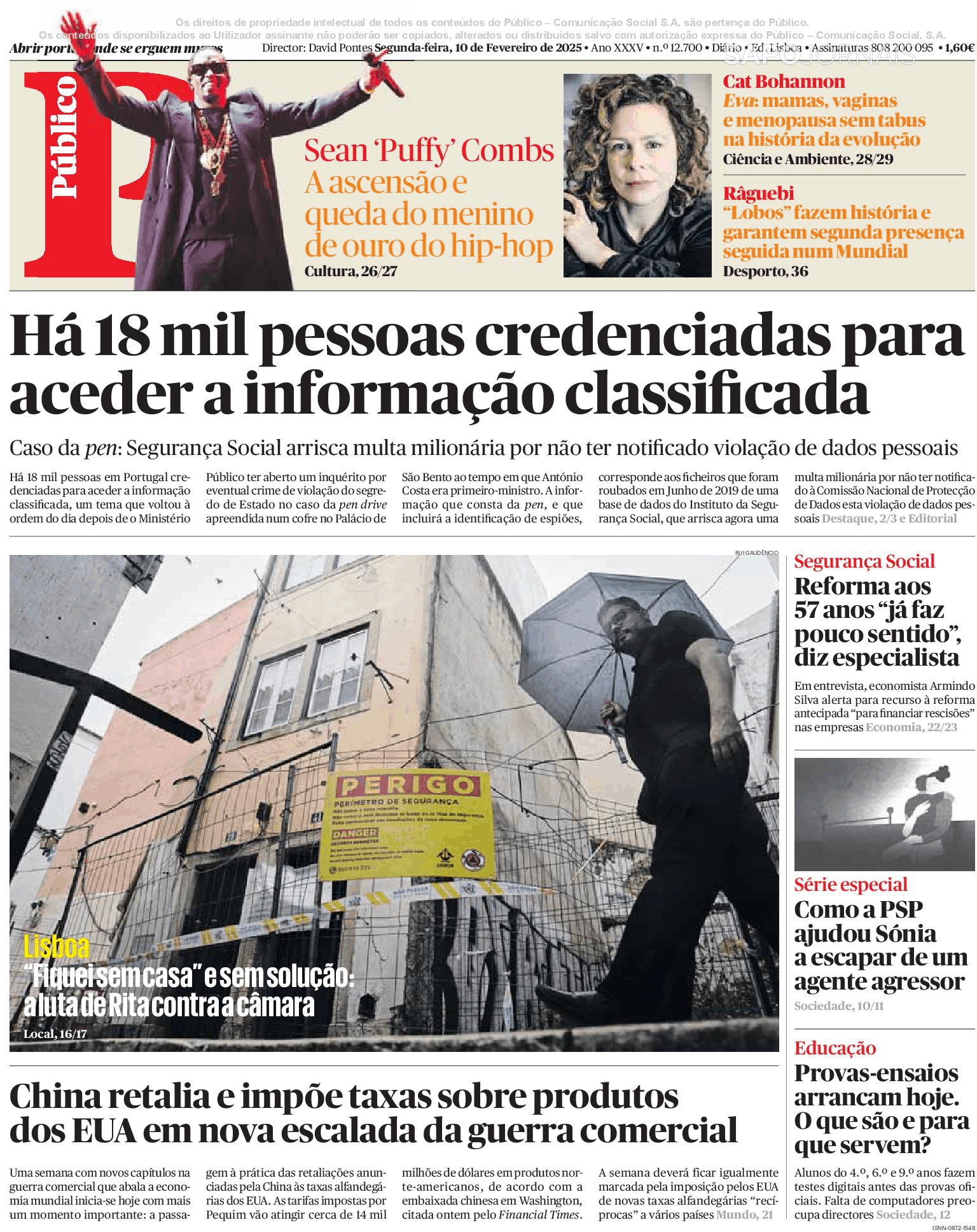 Público (10 fev 2025) - Jornais e Revistas - SAPO.pt - Última hora e ...