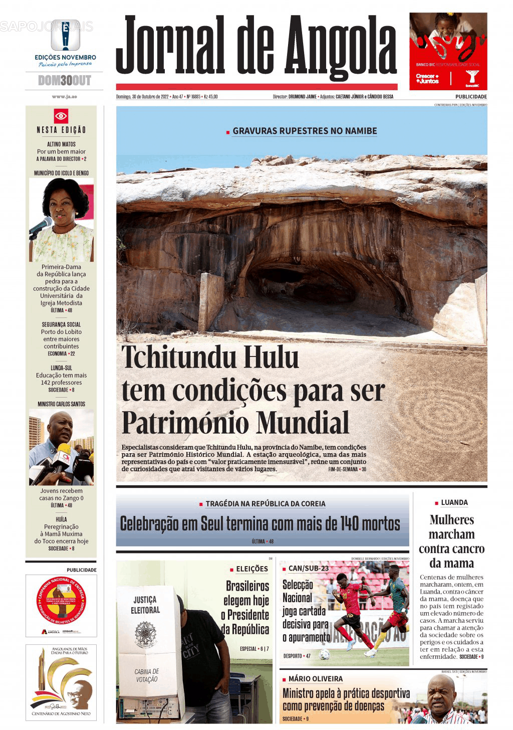 Jornal de Angola (30 out 2022) - Jornais e Revistas - SAPO.pt - Última ...