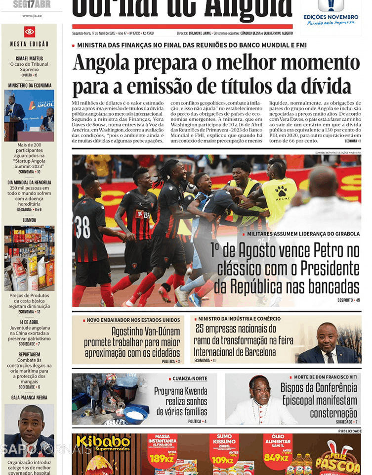 Jornal de Angola (17 abr 2023) - Jornais e Revistas - SAPO.pt - Última ...