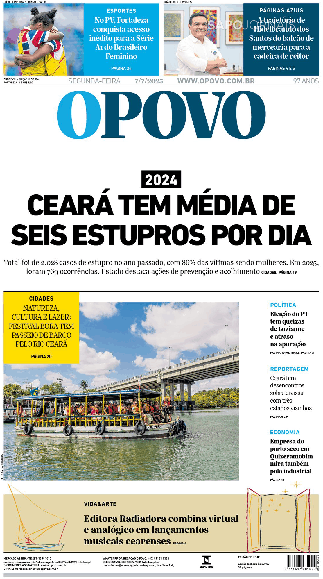 O Povo (7 jul 2025) - Jornais e Revistas - SAPO.pt - Última hora e notícias de hoje atualizadas ...