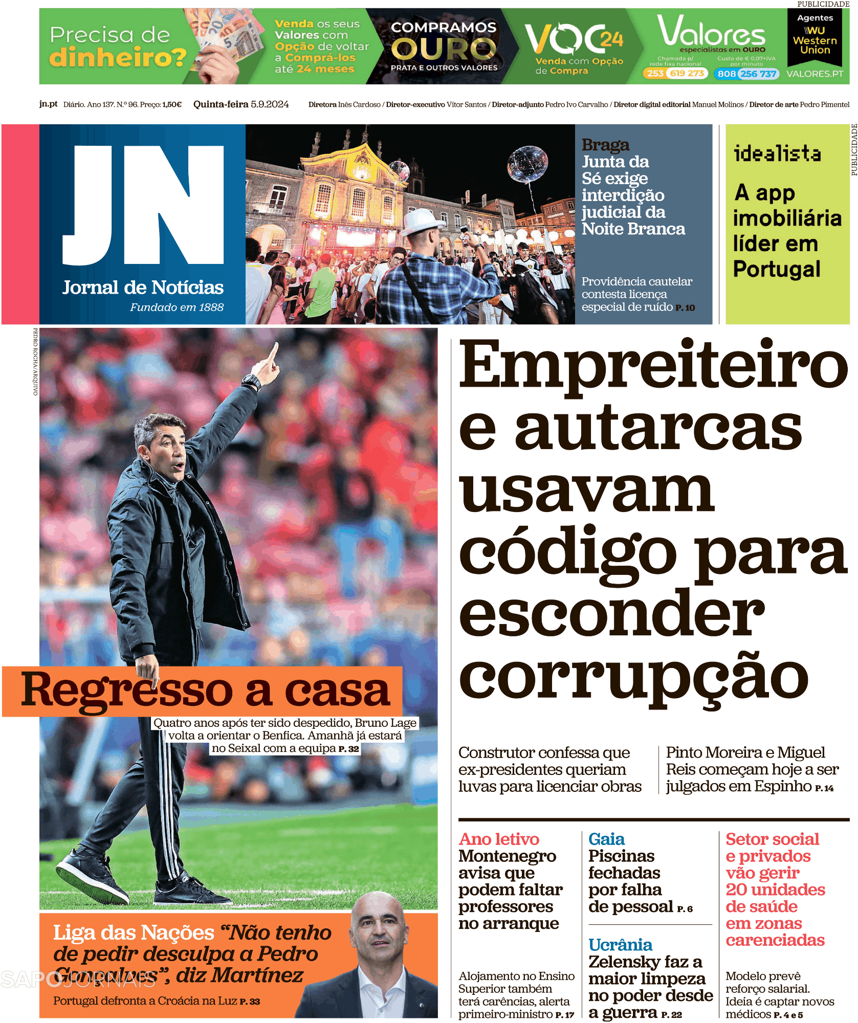 Jornal de Notícias (5 set 2024) - Jornais e Revistas - SAPO.pt - Última ...