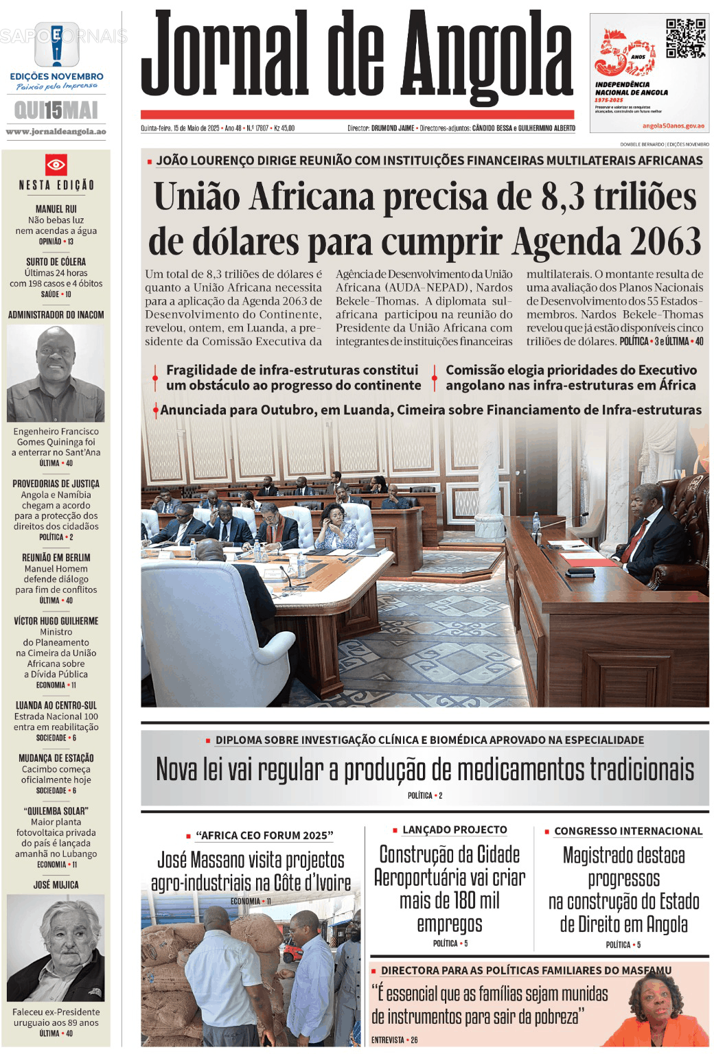 Jornal de Angola (15 mai 2025) - Jornais e Revistas - SAPO.pt - Última ...