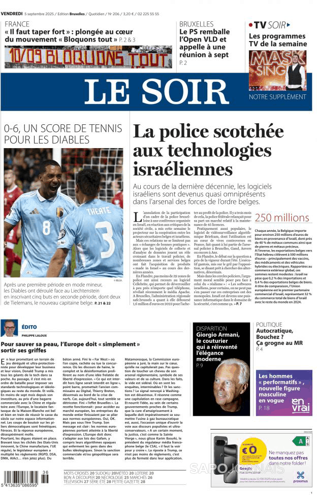 Le Soir (5 set 2025) - Jornais e Revistas - SAPO.pt - Última hora e notícias de hoje atualizadas ...