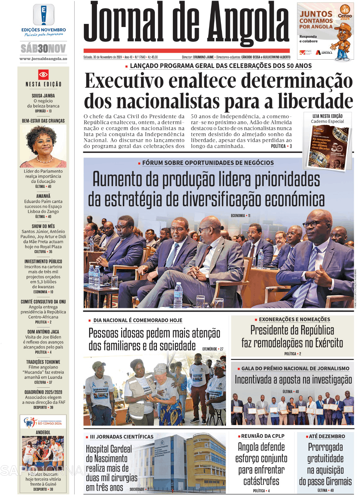Jornal de Angola (30 nov 2024) - Jornais e Revistas - SAPO.pt - Última ...