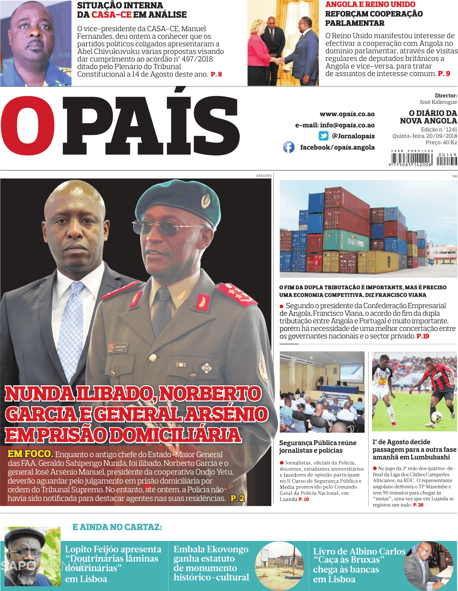 O País (20 set 2018) - Jornais e Revistas - SAPO.pt - Última hora e ...