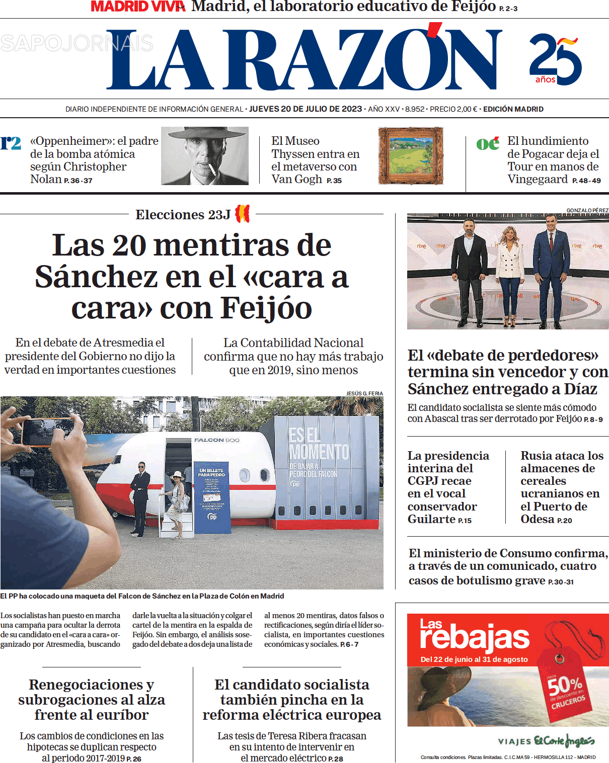 La Razón (20 jul 2023) - Jornais e Revistas - SAPO.pt - Última hora e ...