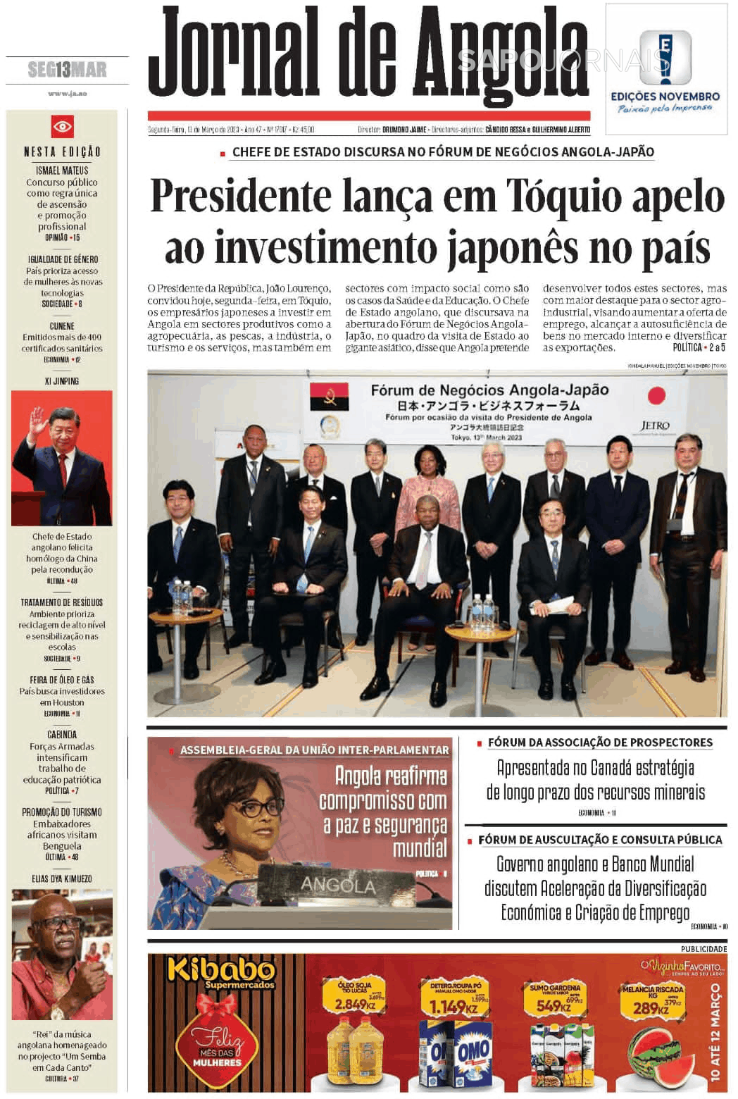 Jornal de Angola (13 mar 2023) - Jornais e Revistas - SAPO.pt - Última ...