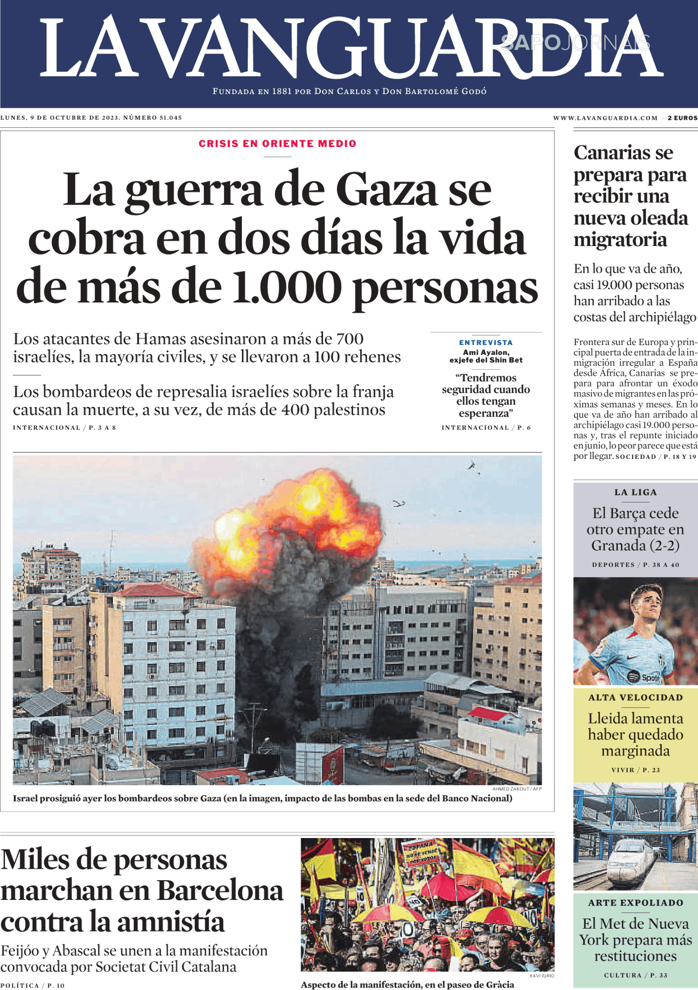 La Vanguardia (9 out 2023) - Jornais e Revistas - SAPO.pt - Última hora ...