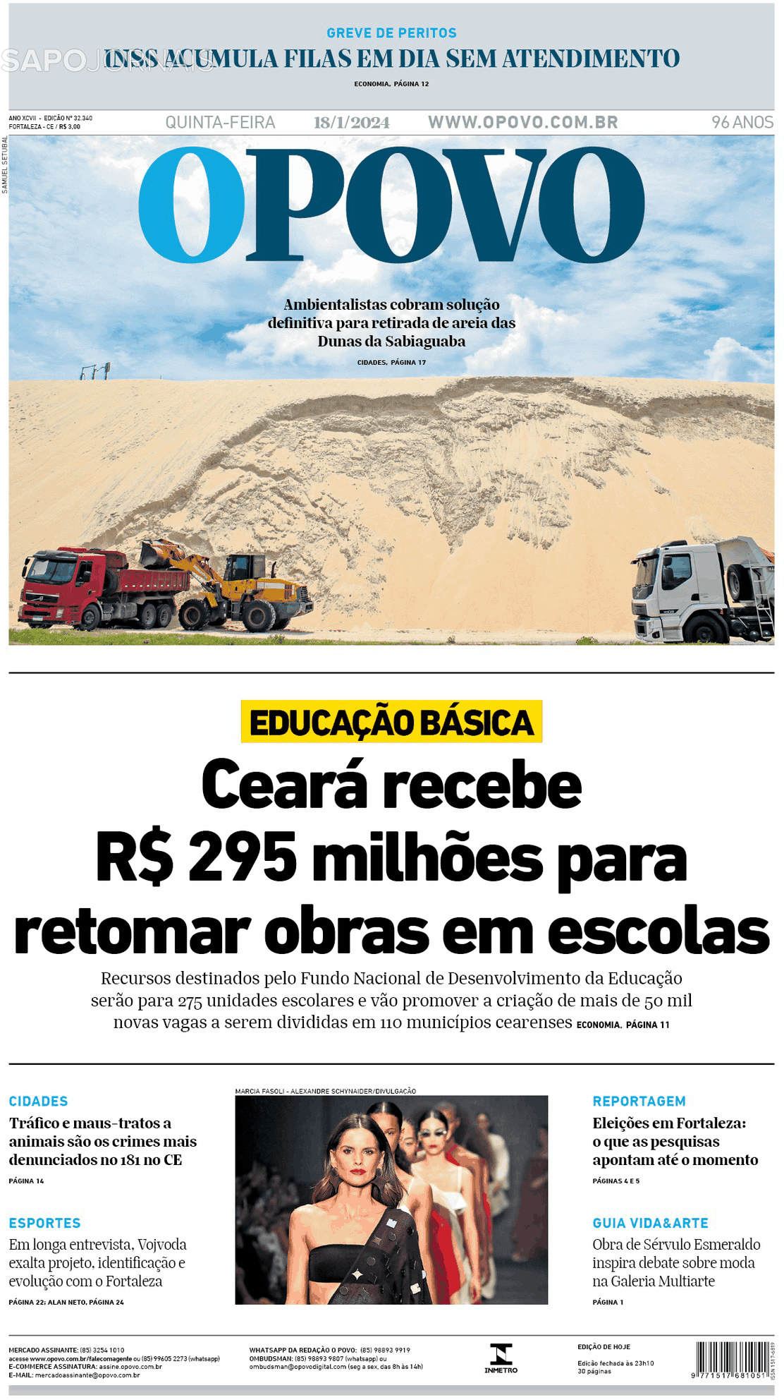 O Povo (18 jan 2024) - Jornais e Revistas - SAPO.pt - Última hora e notícias de hoje atualizadas ...
