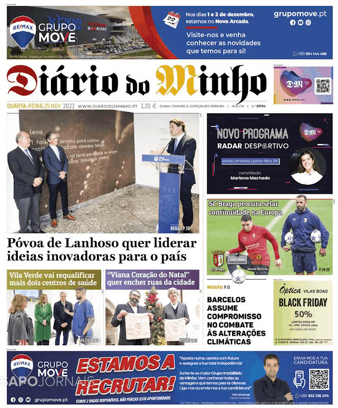 Diário do Minho (29 nov 2023) - Jornais e Revistas - SAPO.pt - Última hora e notícias de hoje ...