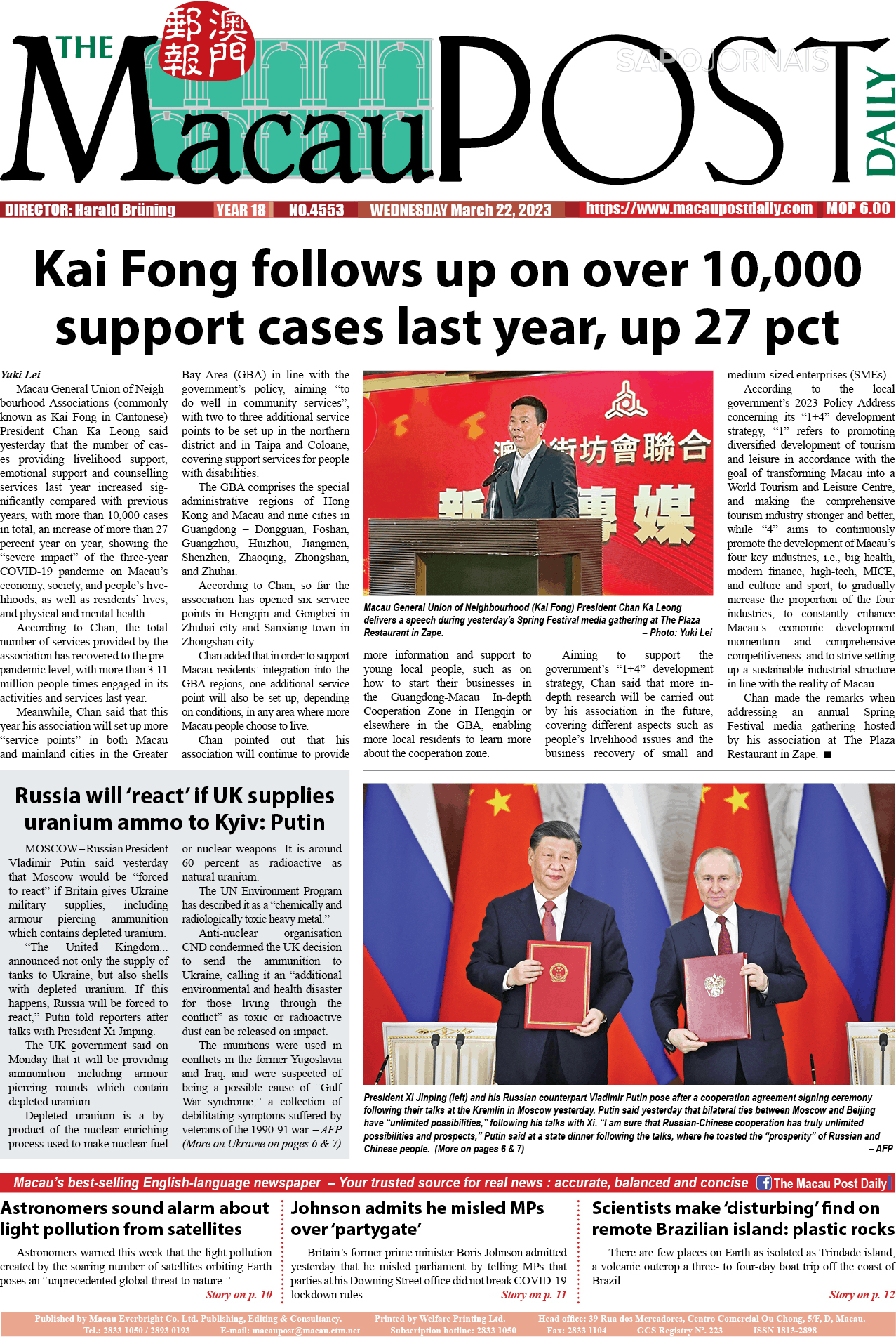 The Macau Post Daily (22 mar 2023) - Jornais e Revistas - SAPO.pt ...