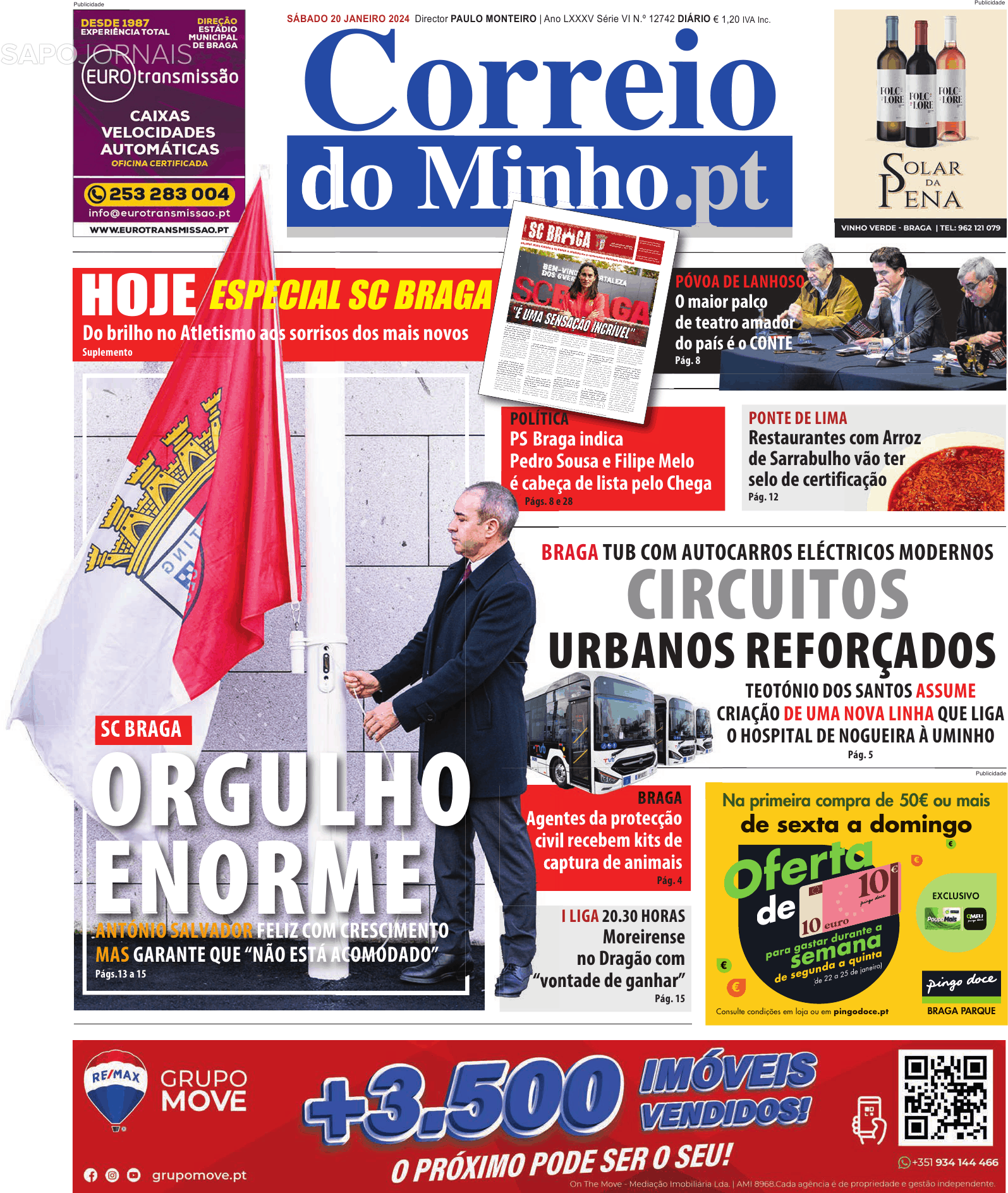 Correio do Minho (20 jan 2024) - Jornais e Revistas - SAPO.pt - Última ...