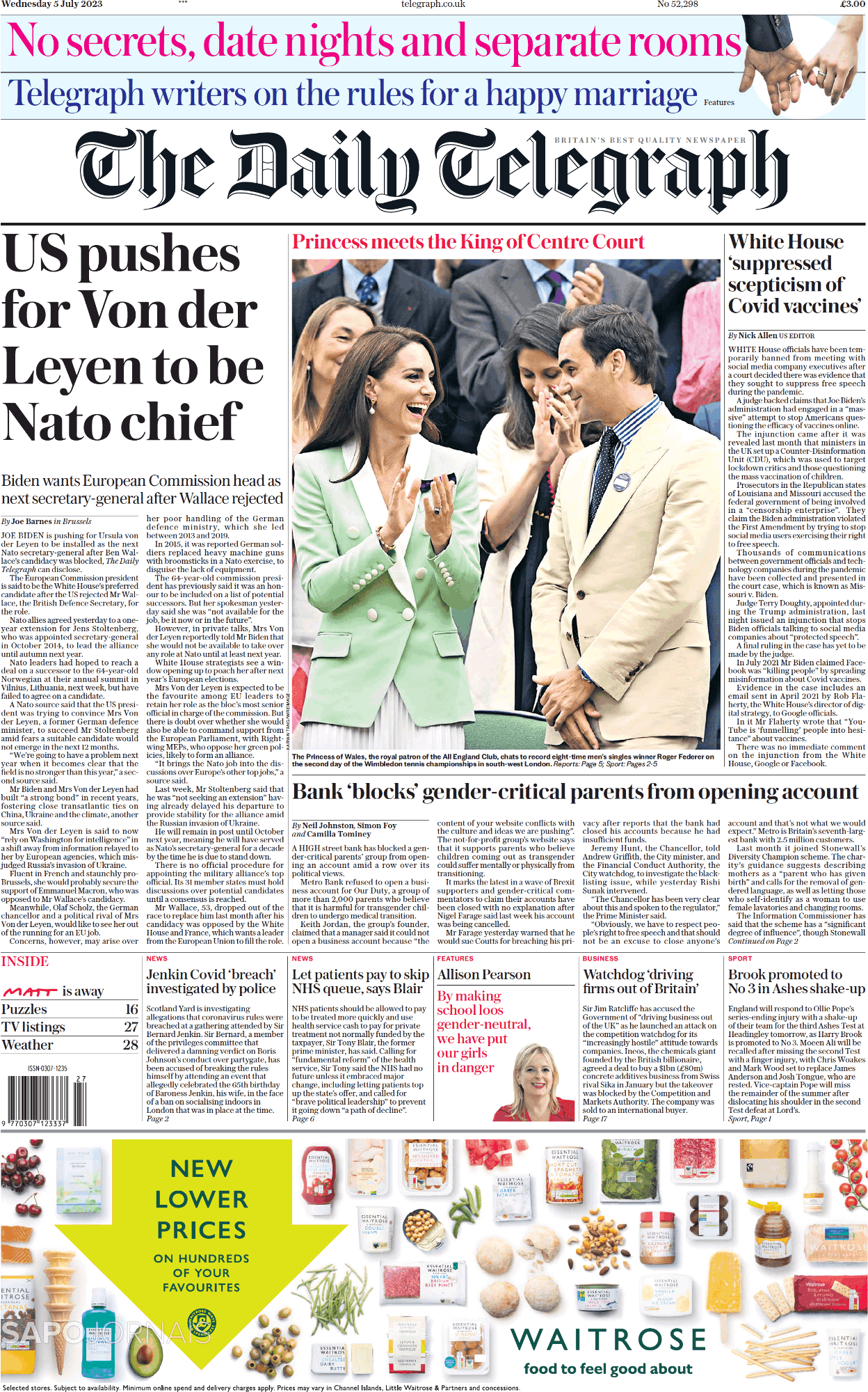 The Daily Telegraph (5 jul 2023) - Jornais e Revistas - SAPO.pt ...