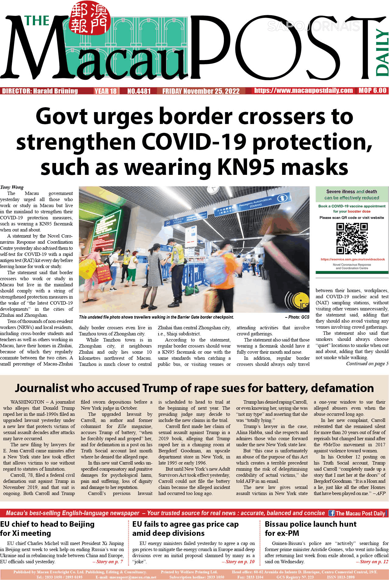 The Macau Post Daily (25 nov 2022) - Jornais e Revistas - SAPO.pt ...