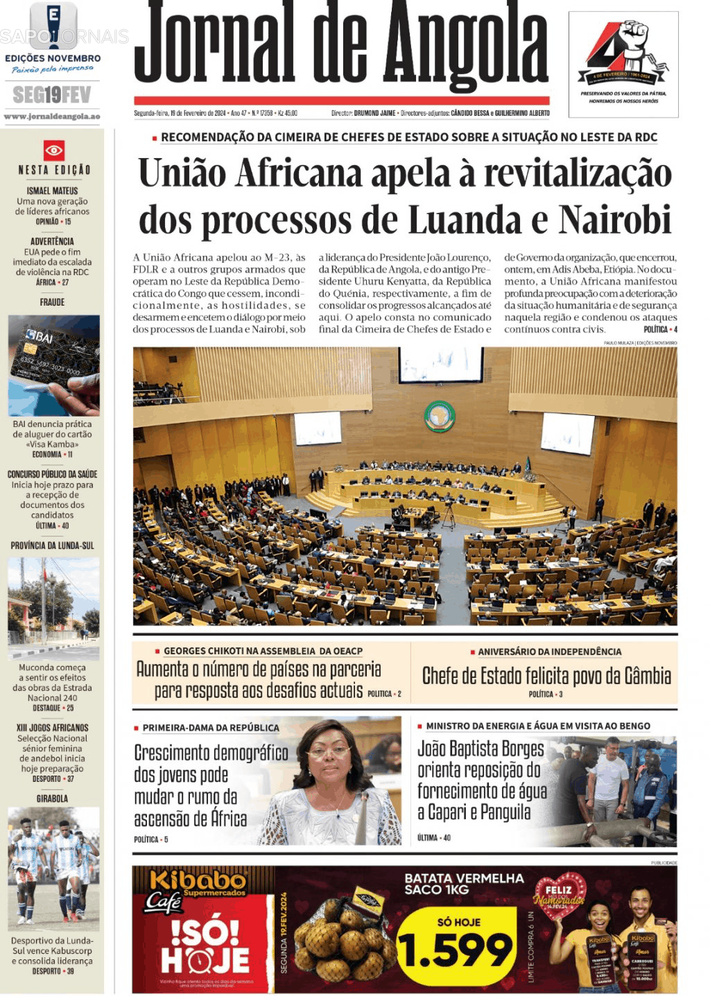 Jornal de Angola (19 fev 2024) - Jornais e Revistas - SAPO.pt - Última ...