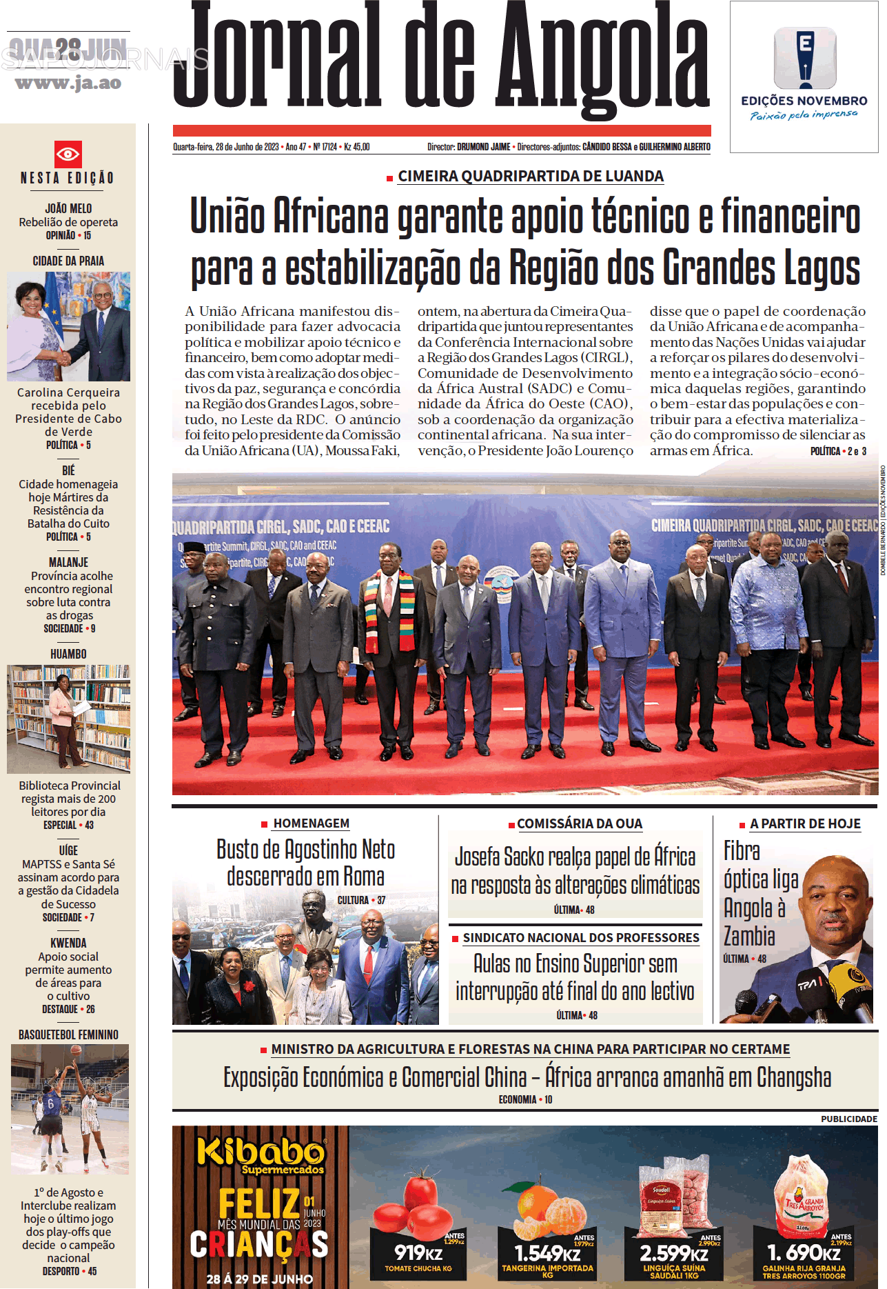 Jornal de Angola (28 jun 2023) - Jornais e Revistas - SAPO.pt - Última ...