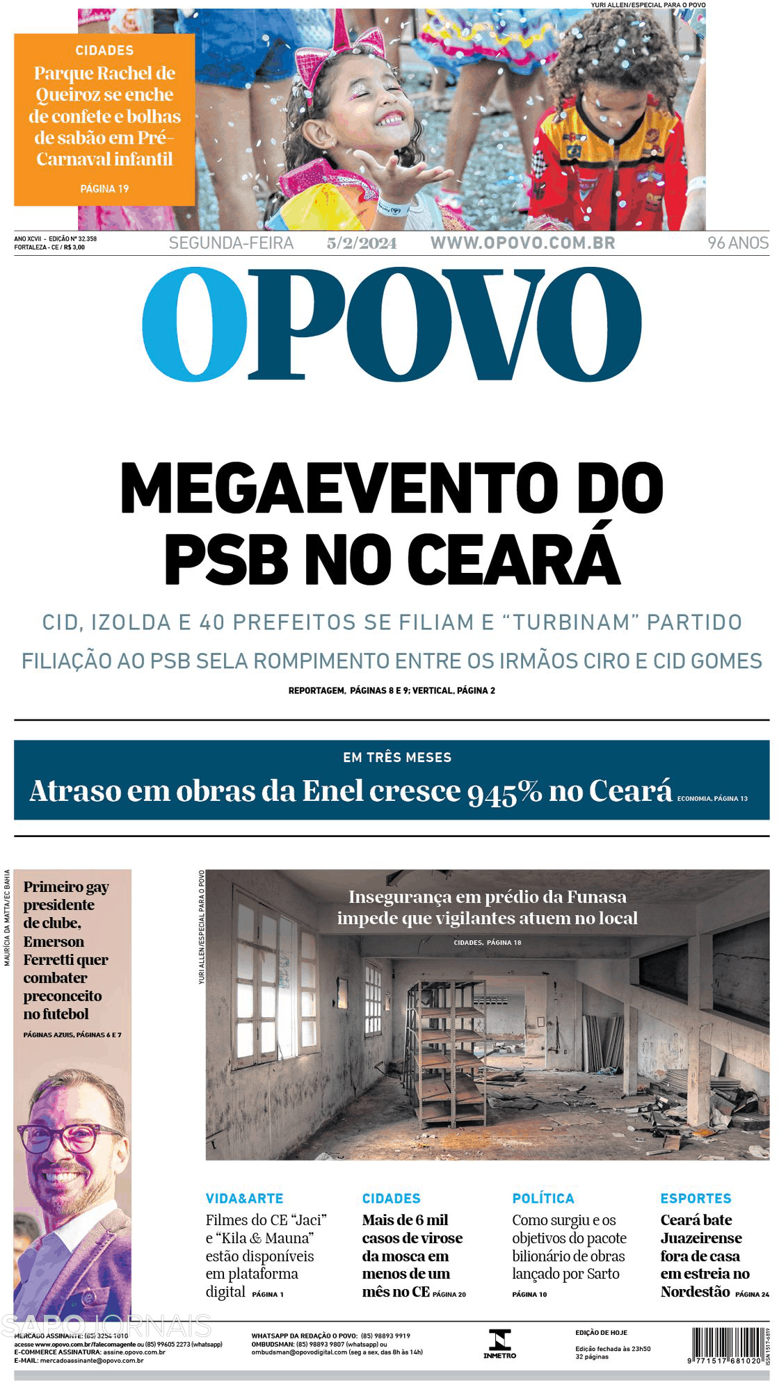 O Povo (5 fev 2024) - Jornais e Revistas - SAPO.pt - Última hora e notícias de hoje atualizadas ...