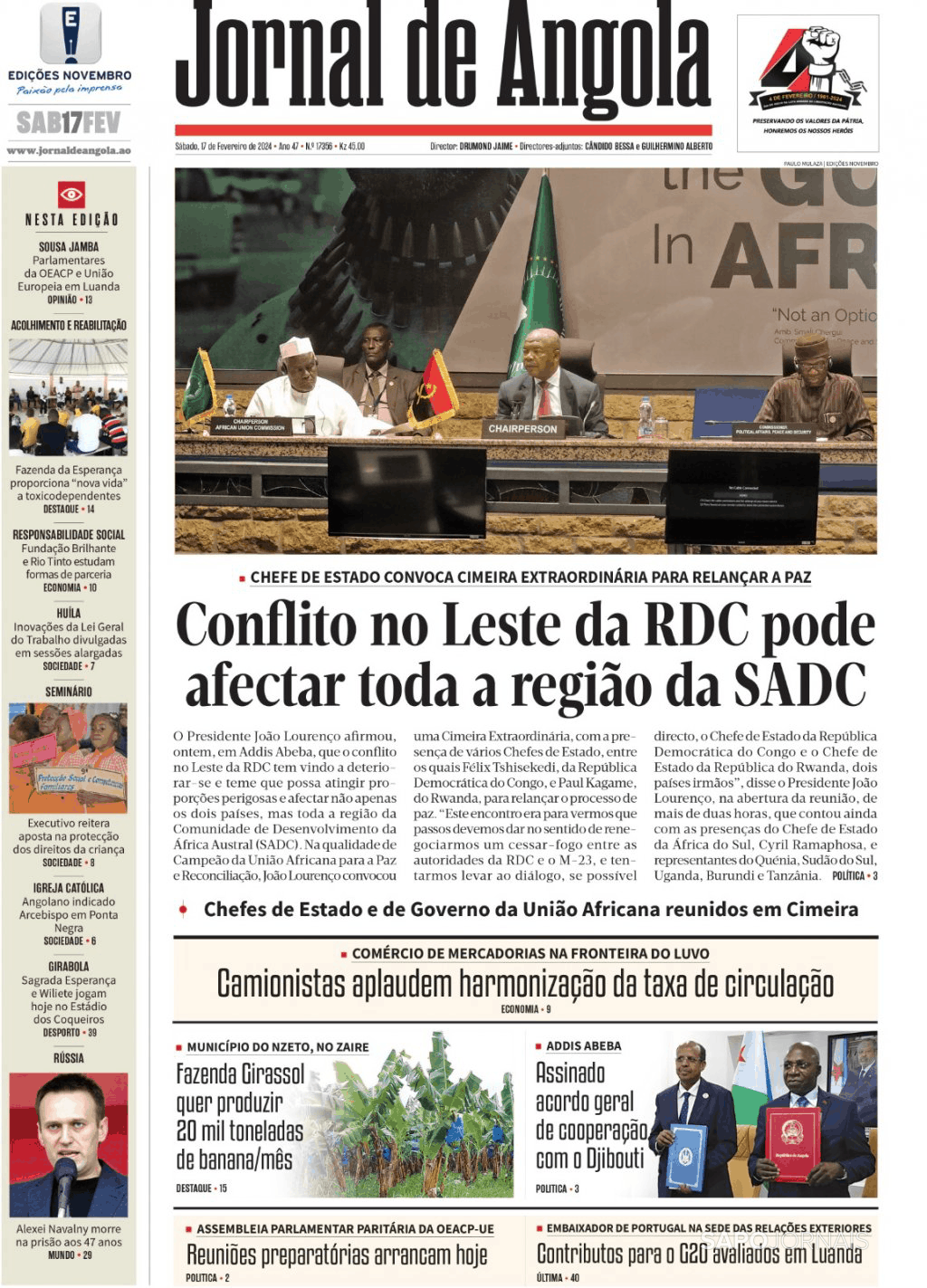 Jornal de Angola (17 fev 2024) - Jornais e Revistas - SAPO.pt - Última ...