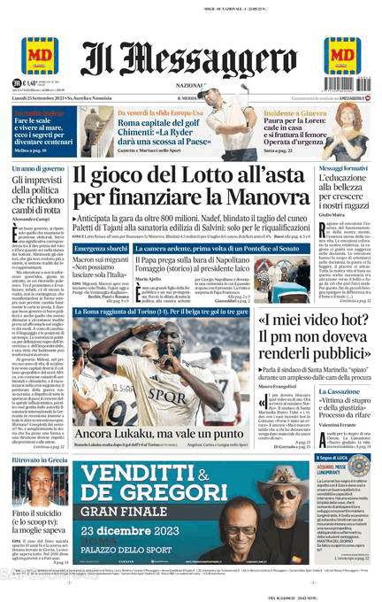Il Messaggero (25 set 2023) - Jornais e Revistas - SAPO.pt - Última ...