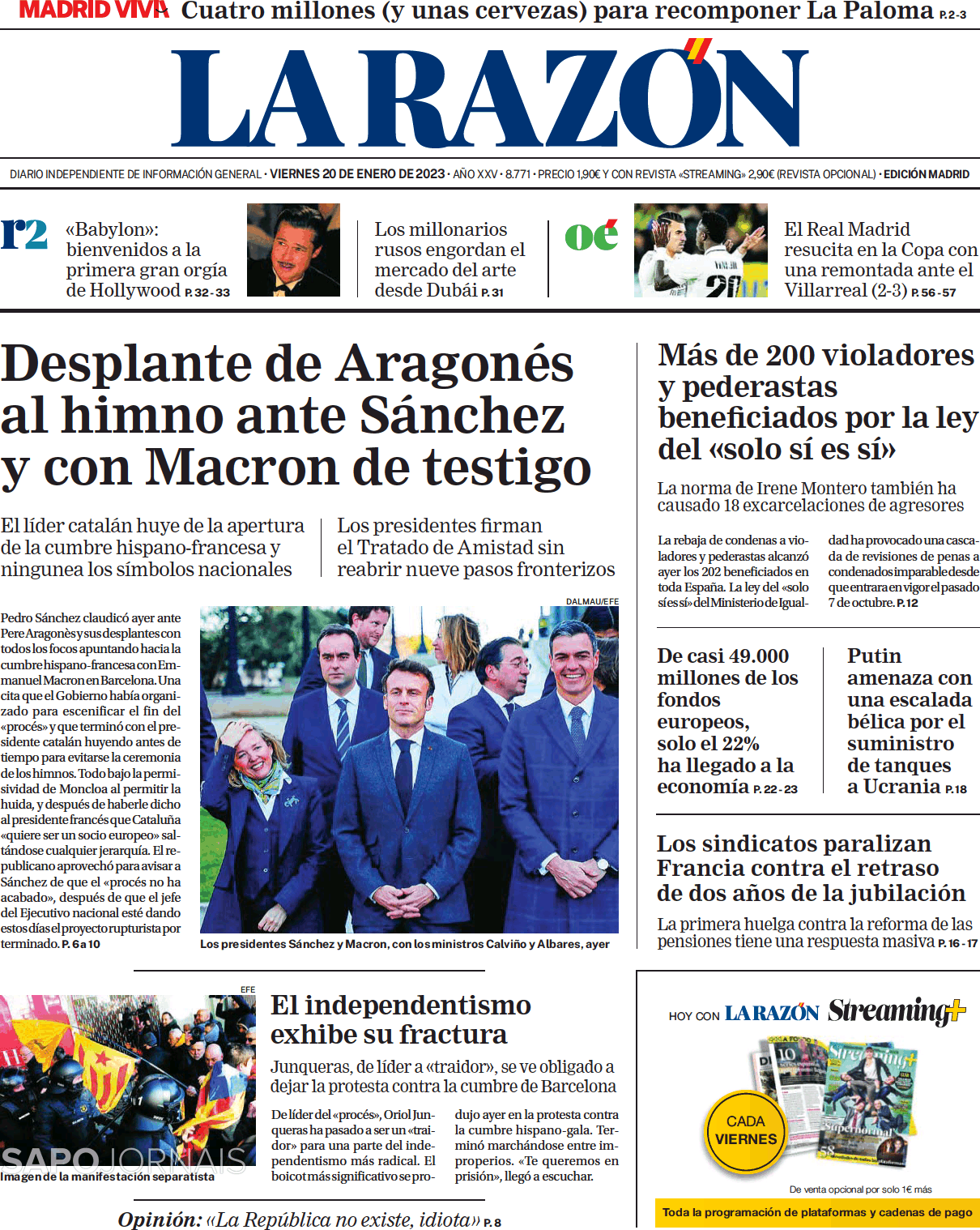 La Razón (20 jan 2023) - Jornais e Revistas - SAPO.pt - Última hora e ...