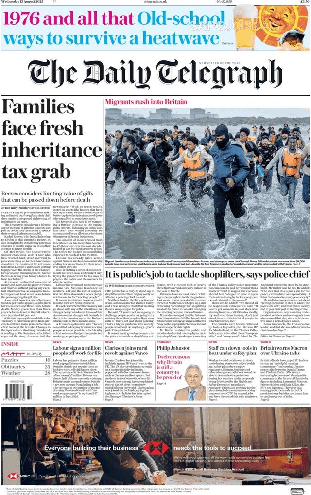 The Daily Telegraph (13 ago 2025) - Jornais e Revistas - SAPO.pt ...