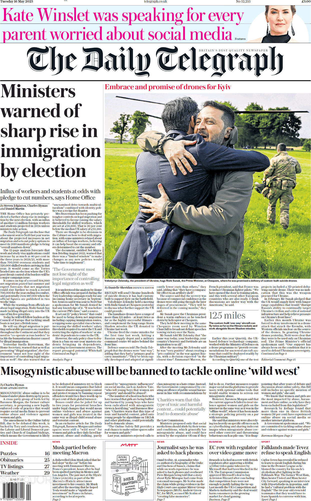 The Daily Telegraph (16 mai 2023) - Jornais e Revistas - SAPO.pt ...