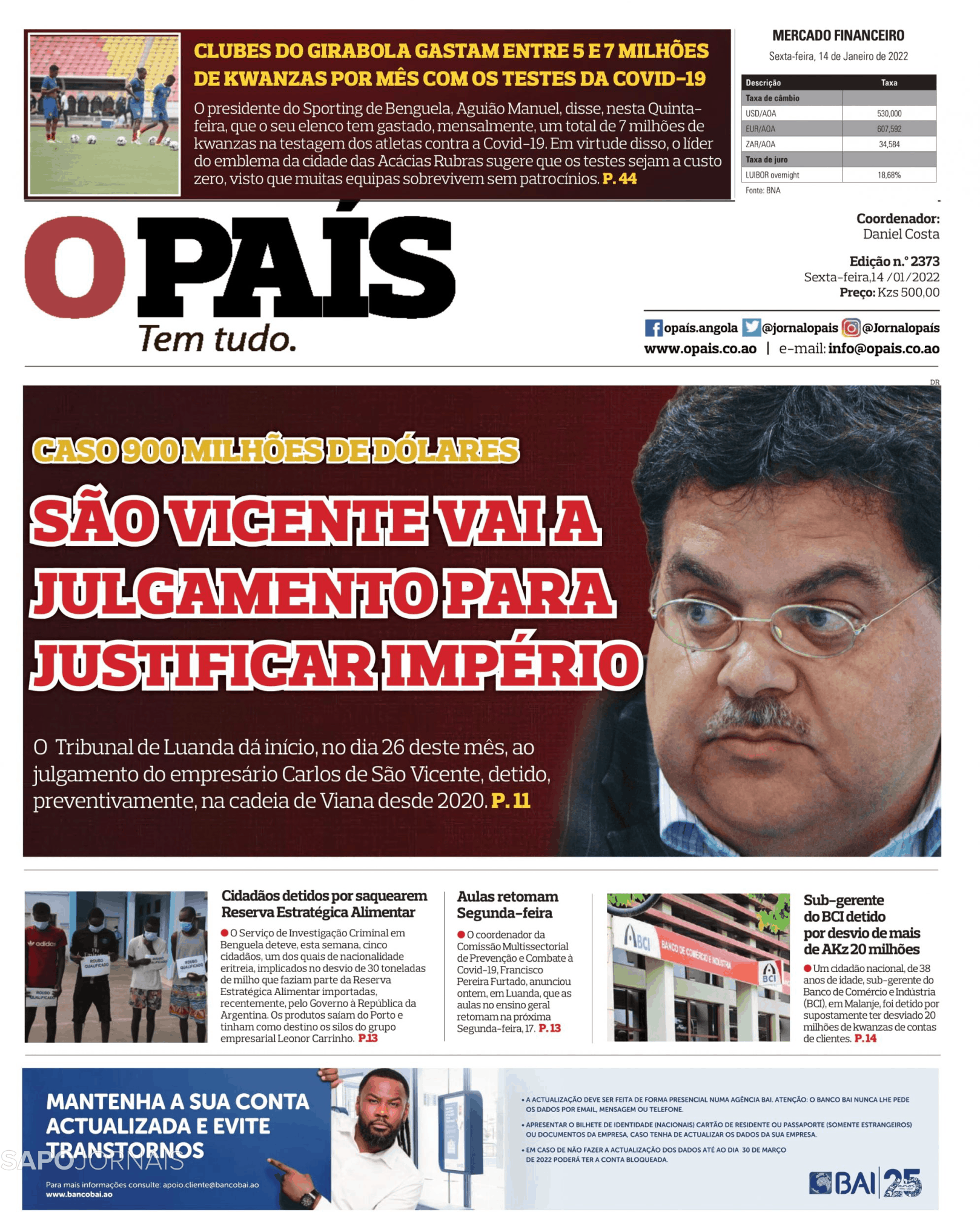 O País (14 jan 2022) - Jornais e Revistas - SAPO.pt - Última hora e ...