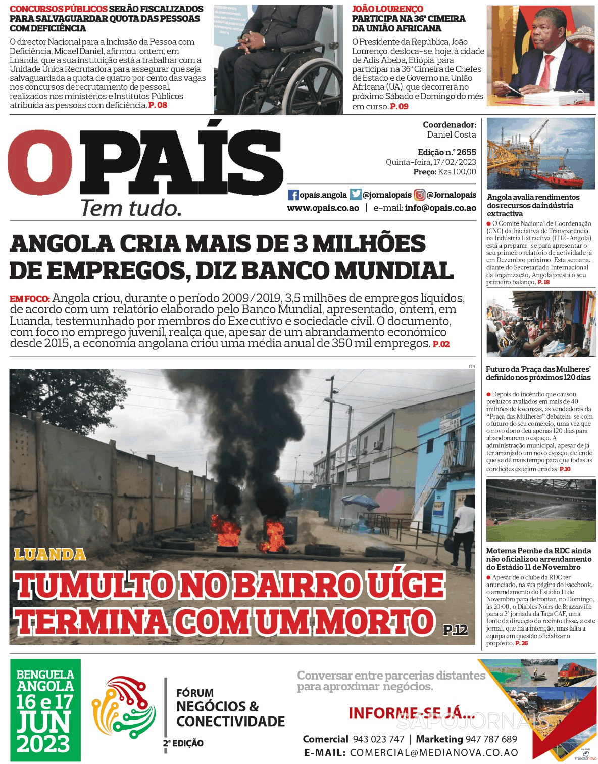 O País (16 fev 2023) - Jornais e Revistas - SAPO.pt - Última hora e ...