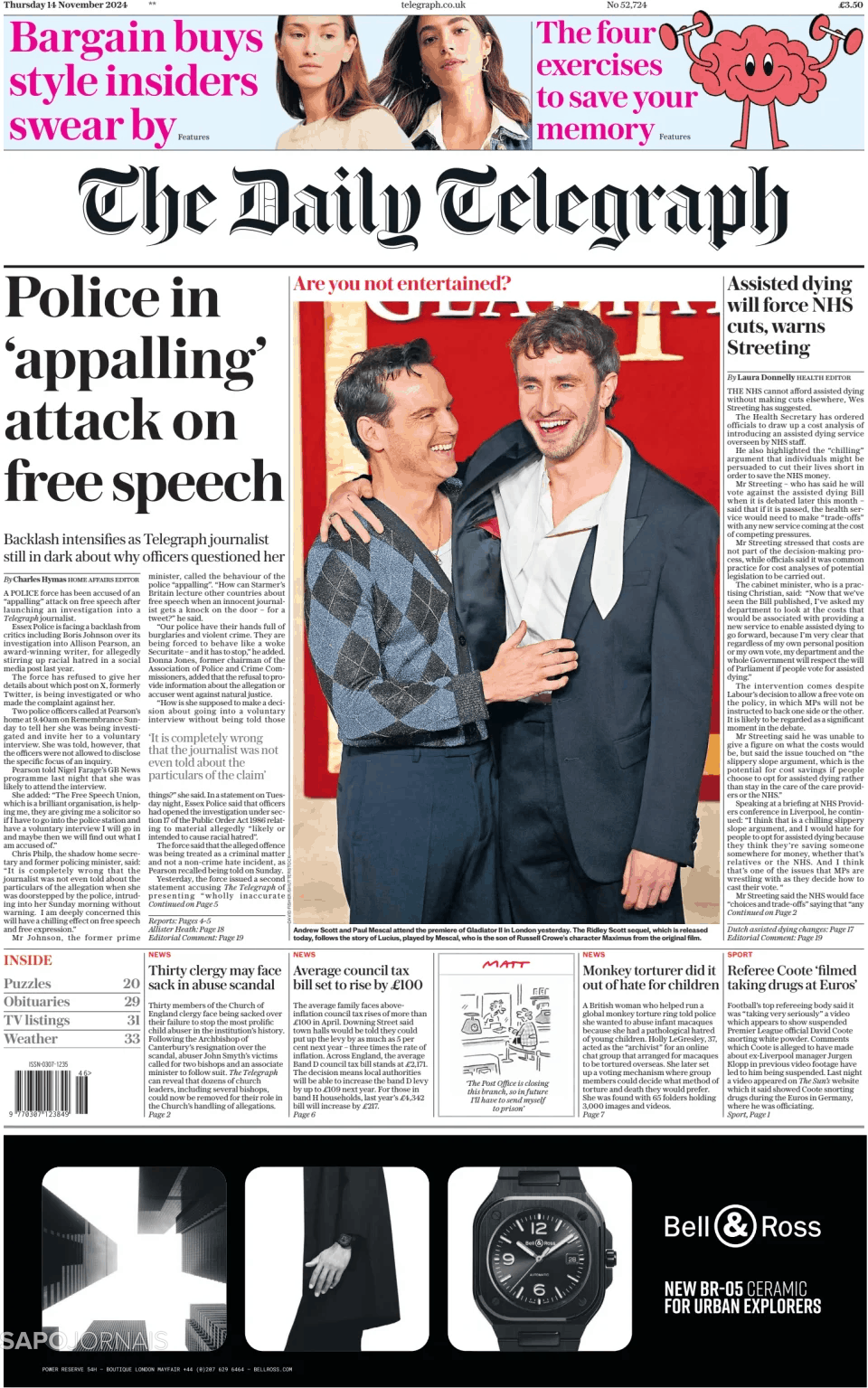 The Daily Telegraph (14 nov 2024) - Jornais e Revistas - SAPO.pt ...