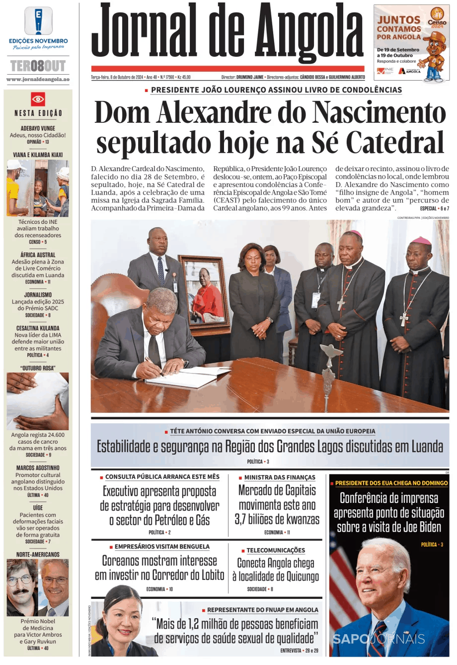 Jornal de Angola (8 out 2024) - Jornais e Revistas - SAPO.pt - Última ...