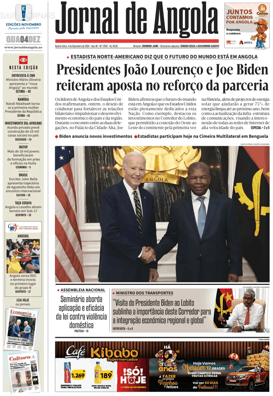 Jornal de Angola (4 dez 2024) - Jornais e Revistas - SAPO.pt - Última ...