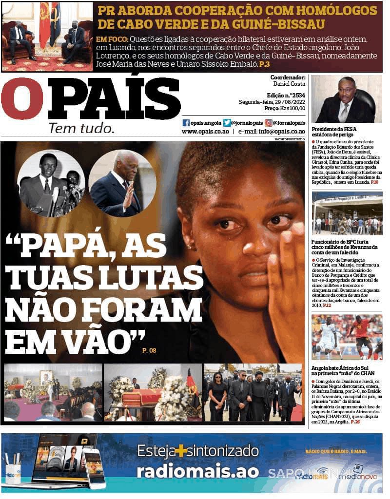 O País (29 ago 2022) - Jornais e Revistas - SAPO.pt - Última hora e ...