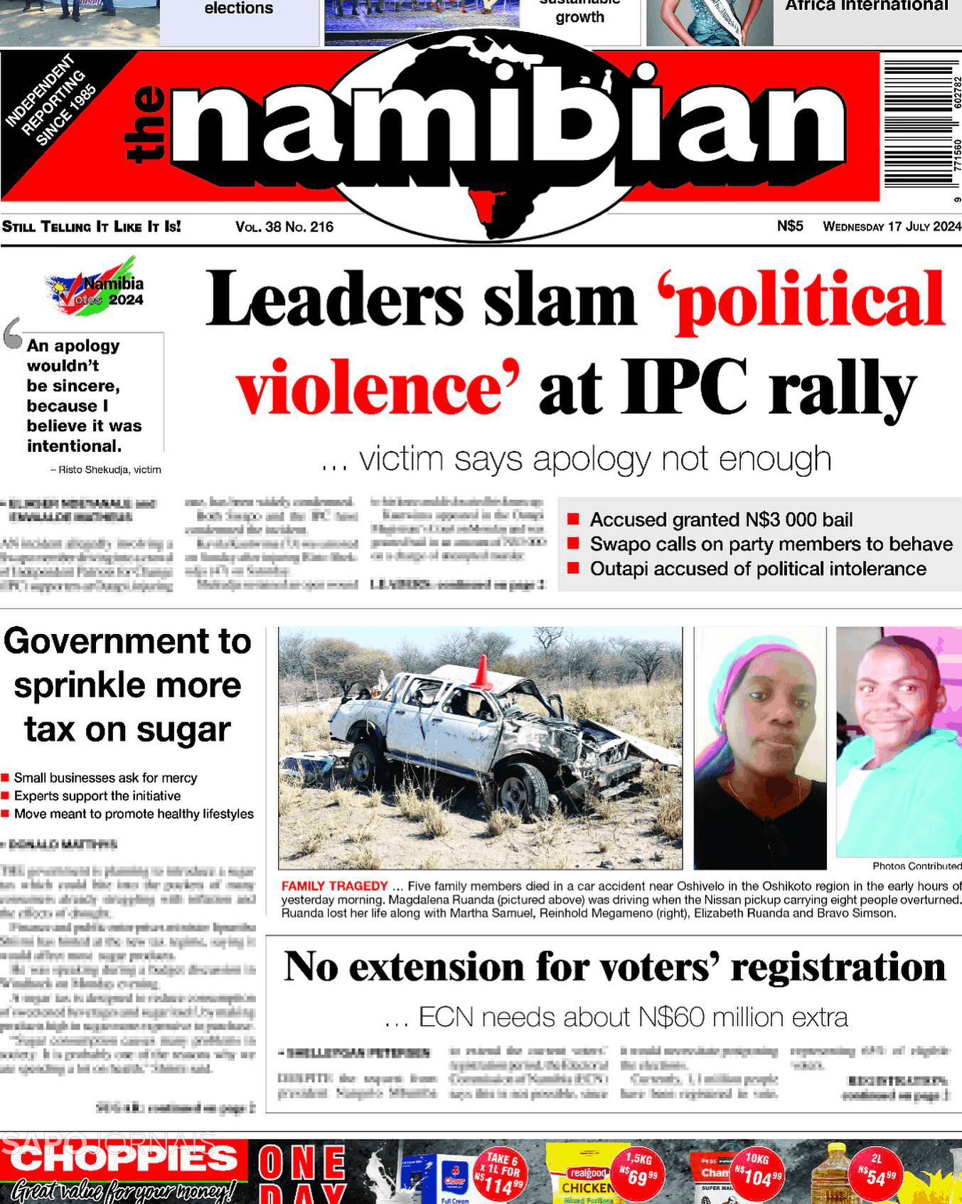 The Namibian (17 jul 2024) - Jornais e Revistas - SAPO.pt - Última hora ...
