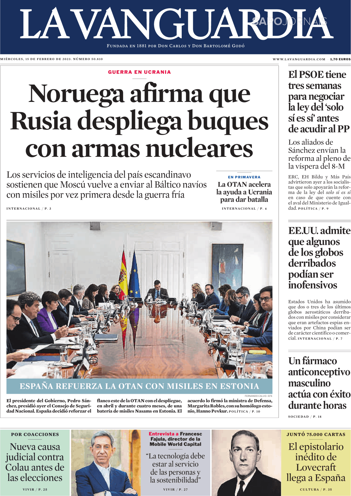 La Vanguardia (15 fev 2023) - Jornais e Revistas - SAPO.pt - Última ...