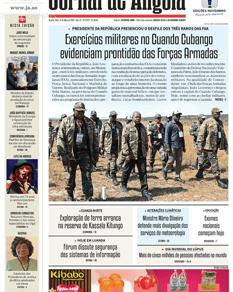 Jornal de Angola (10 mai 2023) - Jornais e Revistas - SAPO.pt - Última ...