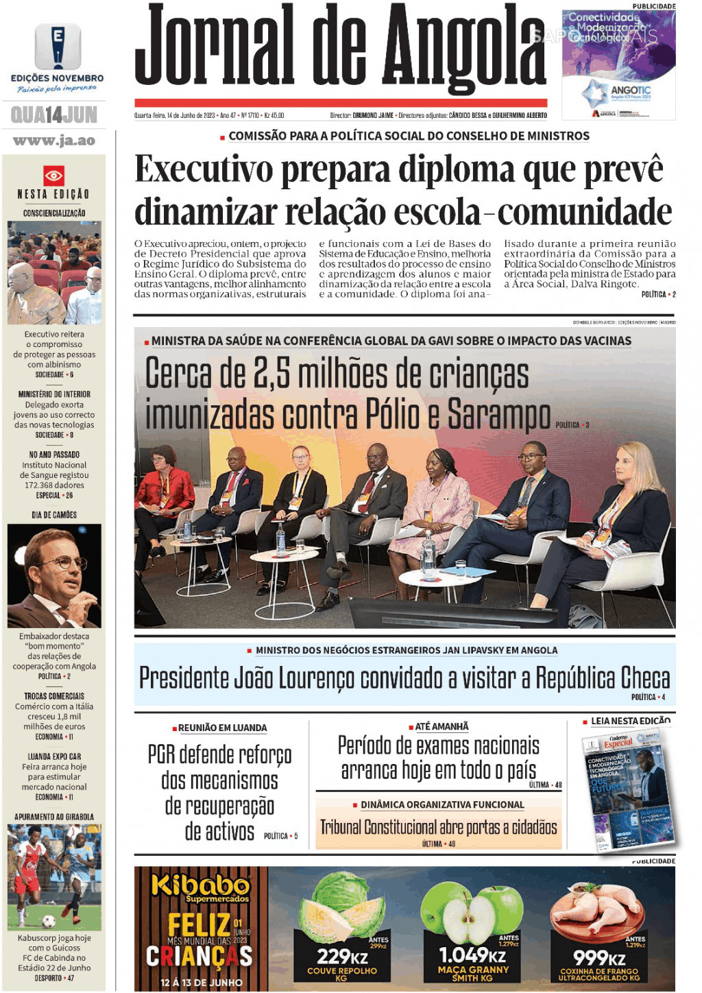 Jornal de Angola (14 jun 2023) - Jornais e Revistas - SAPO.pt - Última ...