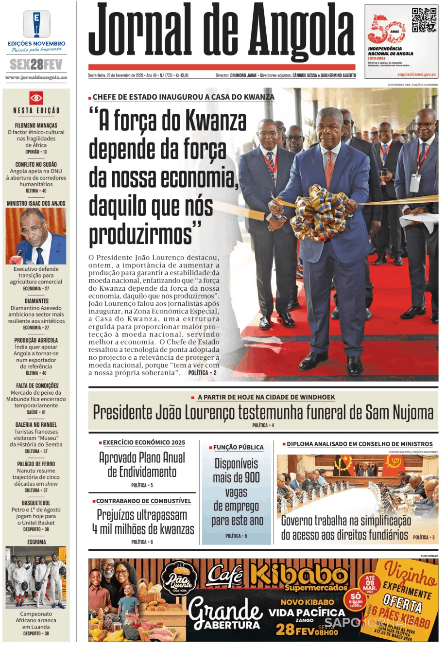 Jornal de Angola (28 fev 2025) - Jornais e Revistas - SAPO.pt - Última ...