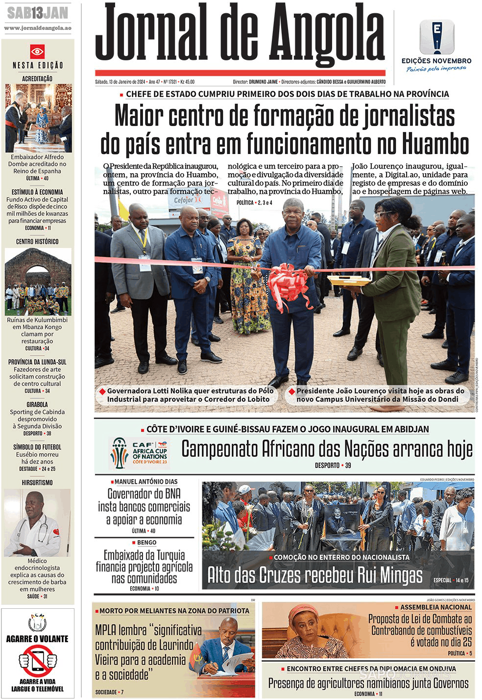 Jornal de Angola (13 jan 2024) - Jornais e Revistas - SAPO.pt - Última ...