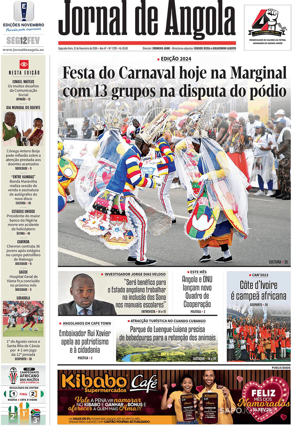 Jornal de Angola (12 fev 2024) - Jornais e Revistas - SAPO.pt - Última ...