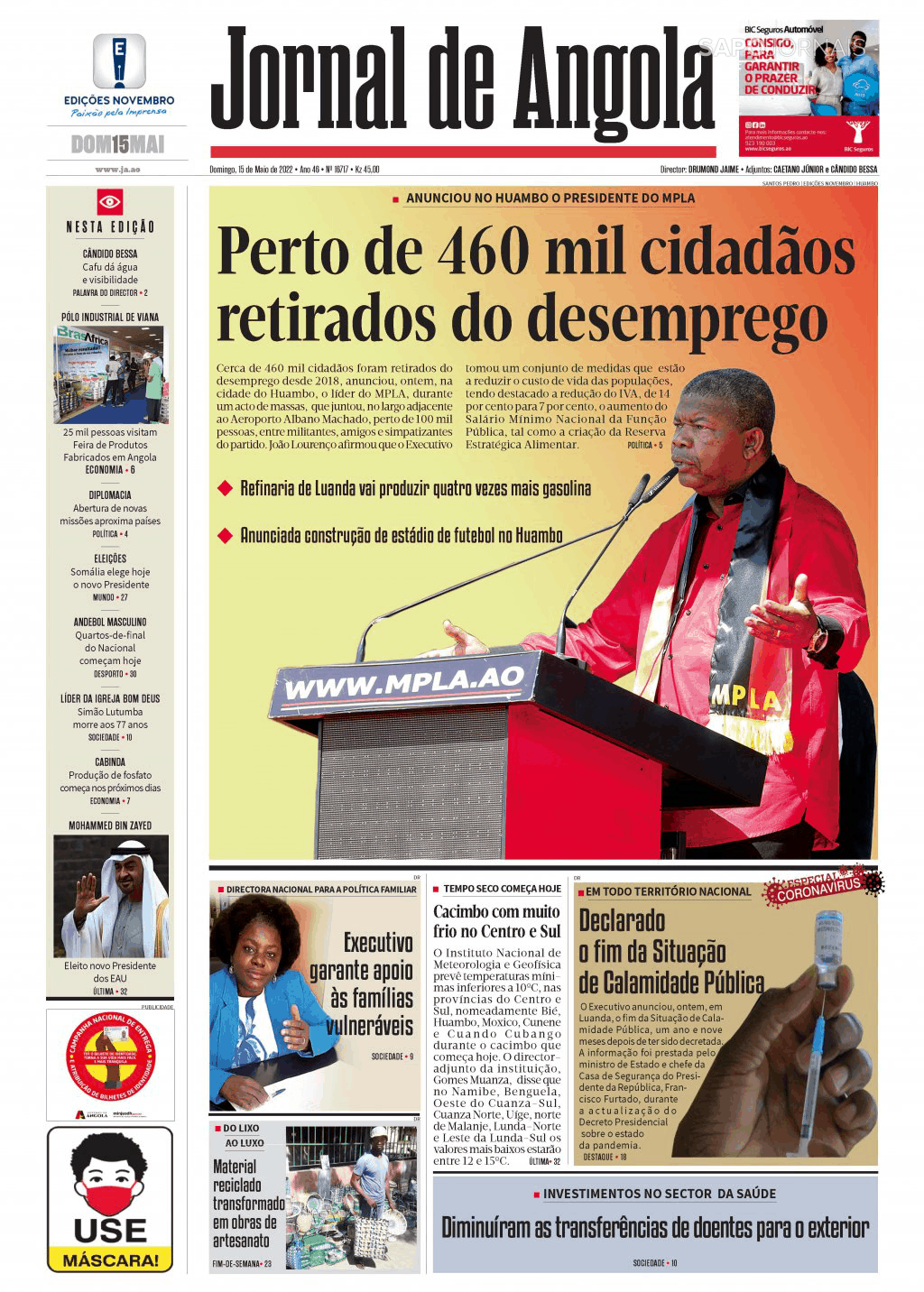 Jornal de Angola (15 mai 2022) - Jornais e Revistas - SAPO.pt - Última ...