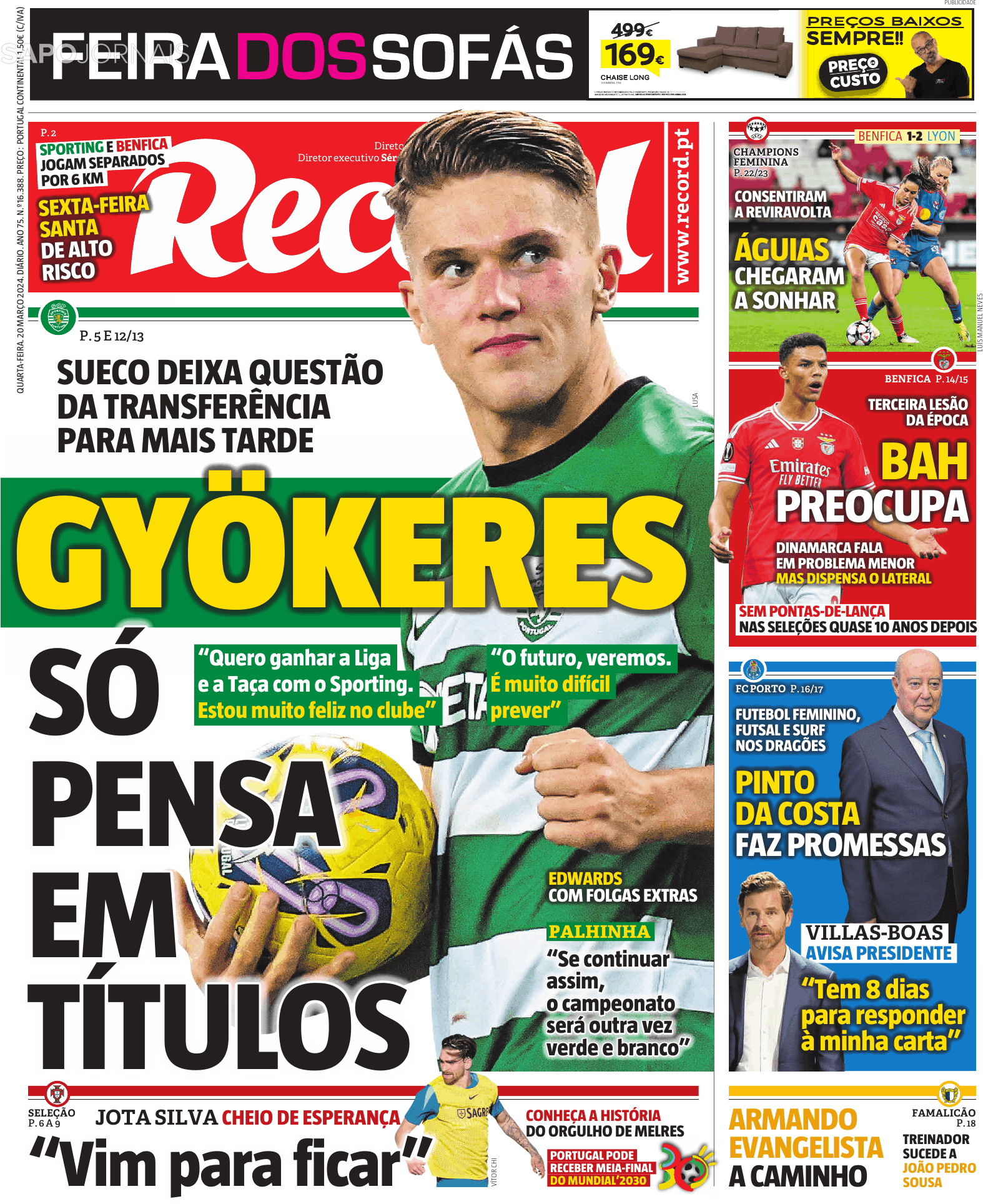 Record (20 mar 2024) - Jornais e Revistas - SAPO.pt - Última hora e notícias de hoje atualizadas ...